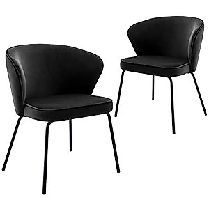 ONEVOG Black Velvet Dining Chair, Upholstered Chair with Upholstered and Wingback, Set of 2 Accent Chairs for Kitchen, Dining Room, Living Room Chairs
