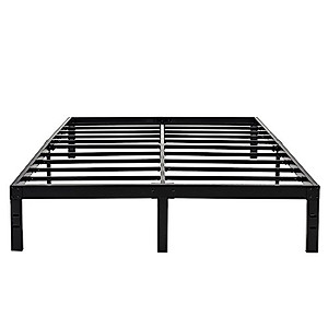 45MinST 14 Inch Reinforced Platform Bed Frame/3500lbs Heavy Duty/Easy Assembly Mattress Foundation/Steel Slat/Noise Free/No Box Spring Needed, Queen