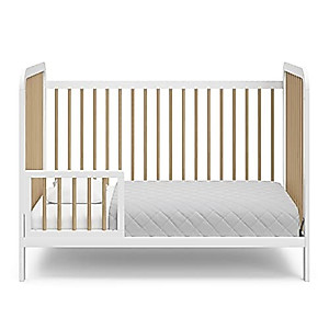 Storkcraft Pasadena 3-in-1 Convertible Crib (White with Driftwood) – GREENGUARD Gold Certified, Converts to Daybed and Toddler Bed, Fits Standard Full-Size Crib Mattress, Adjustable Mattress Height