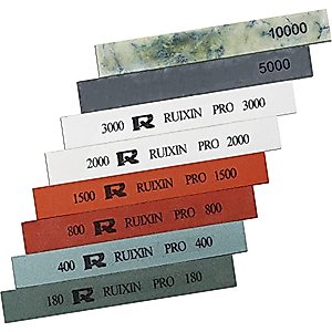 RUIXIN PRO 8 Pcs Knife Sharpening Stones for RUIXIN PRO RX-008 RX-009 Knife Sharpener Fixed-Angle Kit, Professional Whetstone Set Without Base: 180/400/800/1500/2000/3000/5000/10000 Grit