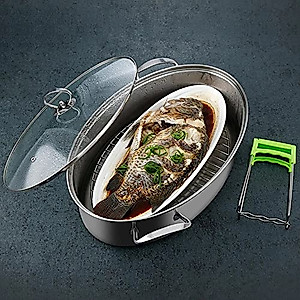 T&B 9.8x6.7 Inch Oval Roasting Cooling Rack 304 Stainless Steel Baking Broiling Rack Cookware 0.8 Inch heigh thick version 1PC