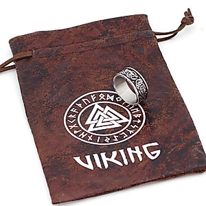 GuoShuang Nordic Viking amulet drgon dreki Scandinavian Jormungand pendant rings stainless steel with valknut rune gift bag