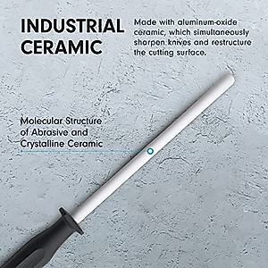 Messermeister 10” Ceramic Sharpening Rod - Knife Sharpener - Fine 1200 Grit - Break-Resistant Solid Ceramic Core, Large Sharpening Surface & Soft-Grip Handle