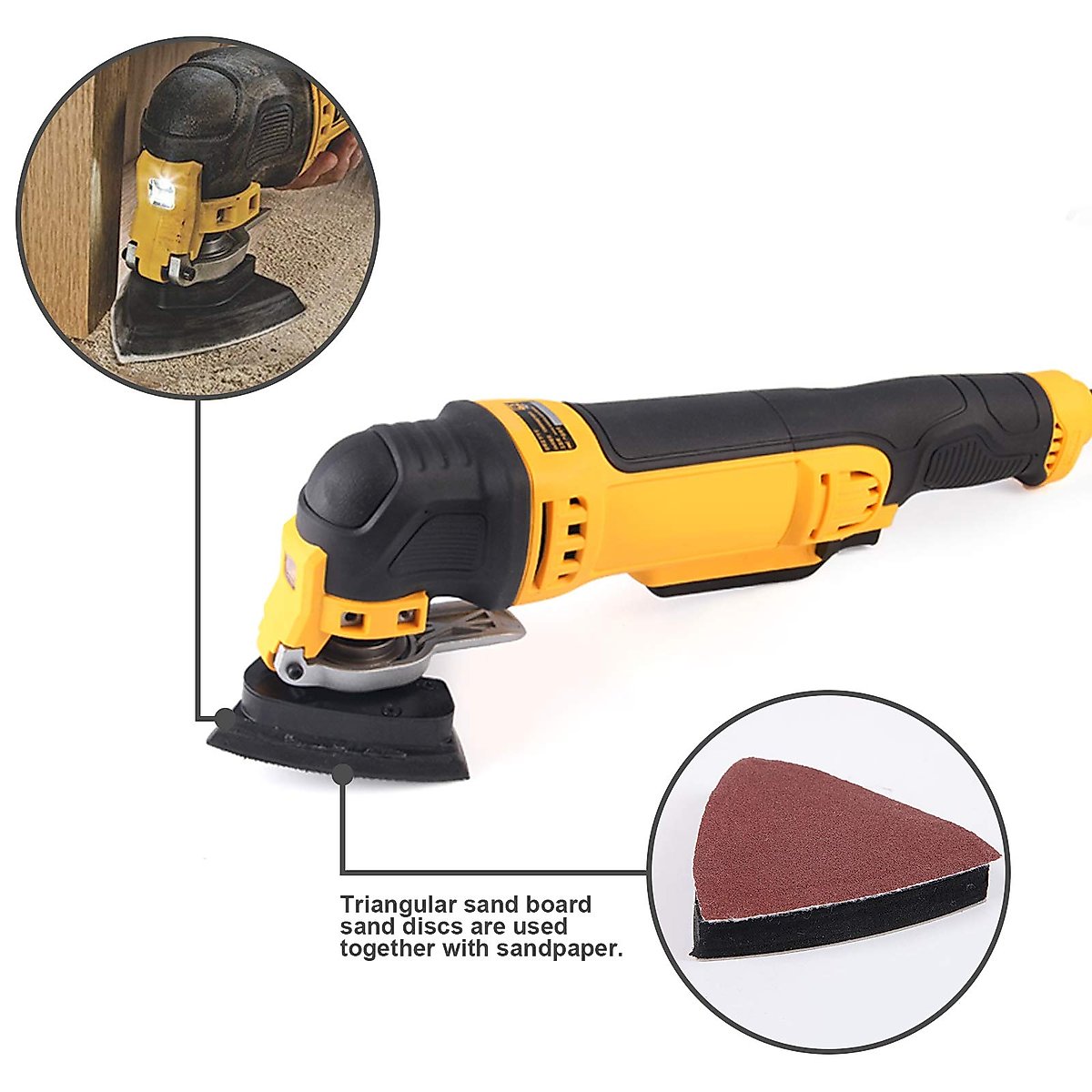 SING F LTD 2Pcs Oscillating Multi-Tool Triangular Sanding Pads 90mm Hook & Loop Sanding Disc Pads Compatible with Dewalt Stanley Bosch