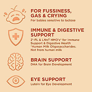 Amazon Brand - Mama Bear Sensitivity Baby Formula Powder with Iron, Reduced Lactose, Non-GMO, 2'-FL HMO for Immune Support, 22.5 Ounce