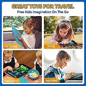 Toys for Girls Boys 10.5 Inch LCD Writing Tablet 2 Packs Drawing Pad, Colorful Screen Doodle Board for Preschool Kids, Travel Gifts Girl Boy Learning Toys for Age 3 4 5 5+ 6-8 8-10 Toddler