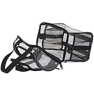 Amaro Premium 0.55mm Clear Dual Compartments Lunch Bag - Transparent Reusable Lunch Box for Adults - Ideal for Workplaces - Adjustable Shoulder Strap - Large Side Mesh Pockets