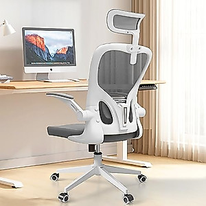 Monhey Ergonomic Office Chair, Home Office Desk Chairs with Adjustable Headrest, Lumbar Support, 2D Armrest, Big and Tall Office Chair 220lbs Heavy Duty Office Chair with Metal Base - Grey