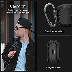 Spigen AirPods Pro 2nd Generation Mag Armor (Mag Fit) Case and Lanyard Strap Designed for AirPods Pro 2 (2022) MagSafe Compatible - Black