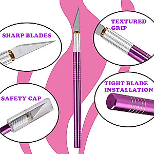 Rdutuok Rotary Cutter Set 45mm Fabric Cutter Set Quilting Kit, 5 Replacement Blades, A3 Cutting Mat(18X12"), Acrylic Ruler,Sewing Pins,Craft Knife and Craft Clips for Sewing and Crafting (Purple)