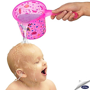 Sevi Baby Bath Rinse Cup, Certified Bath Water Scoop, Baby Shampoo Rinser, Baby Bath Mug Made from BPA-Free Safe Material, (1250 ml / 42.2 oz) - Made in Turkey (Pink) (Pink)