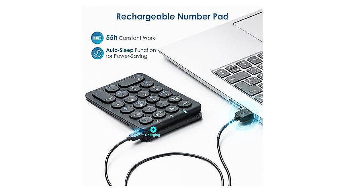 SANWA Bluetooth Numeric Keypad, Rechargeable Wireless Ten Key Number ...