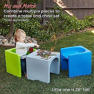 ECR4Kids Tri-Me 3-In-1 Cube Chair, Kids Furniture, Blue