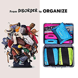 8 Set Packing Cubes, Travel Luggage Bags Organizers Mixed Color Set (Green Black)