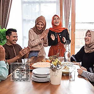 Islamic Acrylic Decor Eid Ramadan Mubarak Decor Start and End with Allah Appreciate Hope with Allah Acrylic Sign Desktop Ornament Arabic Ramadan Decoration Birthday Gift (Black)