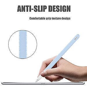 YINVA Sleeve Cover Compatible with Apple Pencil Pro/ 2nd Generation, Grip Skin Case Accessories Compatible with iPad Pencil 2 Gen with Nib Cap (Blue)