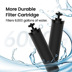 Filterlogic NSF/ANSI 372 Certified Water Filter, Replacement for Berkey® Black Filters (BB9-2) & Fluoride Filters (PF-2®) Combo Pack and Berkey®Gravity Filter System