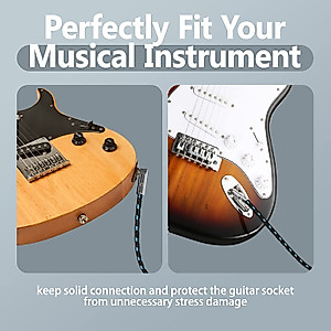 Sovvid Guitar Cable 10FT Professional Instrument Cable Electric Guitar AMP Cord Updated Version 1/4 TS Cable for Guitar Bass Mandolin Keyboard and Pro Audio, Right Angle to Straight (Black Blue)
