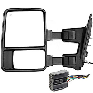 ROADFAR Towing Mirror Fits for 2003-2007 for Ford for F250/for F350/for F450/for F550 Super Duty 2003 2004 2005 for Ford for Excursion Tow Mirror Left Side Power Heated Turn Signal Light Black