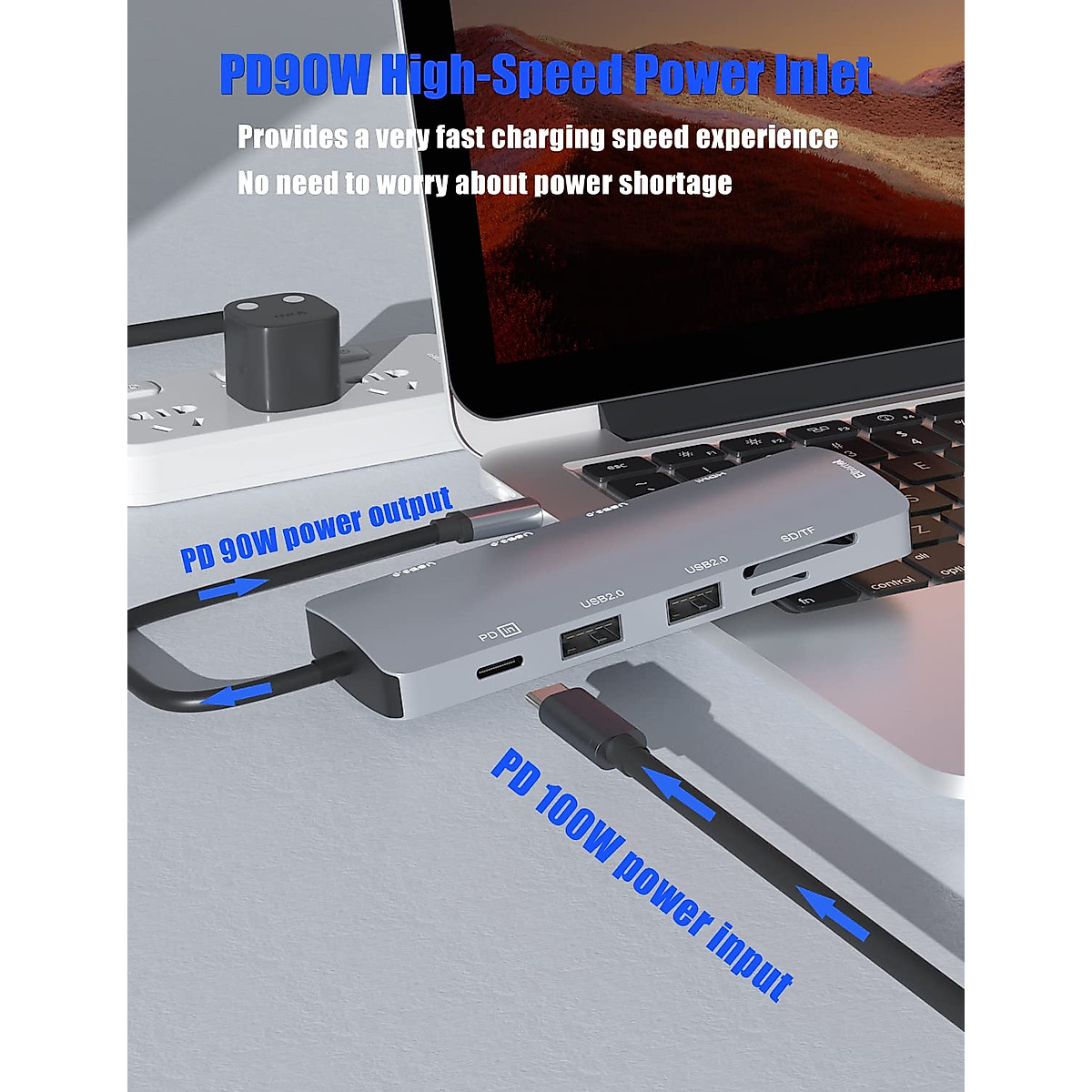 USB C Hub, Sivxnem USB C to HDMI Adapter (4K HDMI USB3.0/2.0 SD/TF 90W PD Gigabit USB-C Dongle),USB-C Docking Station Compatible with MacBook Pro/MacBook Air/iPad Pro/Surface Pro 7/Dell XPS 13 15