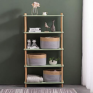 YOUDENOVA Rope Basket for Storage, Woven Storage Basket Bins, Set of 3, Nursery Basket for Toys, Throws, Makeups, Brown & Grey