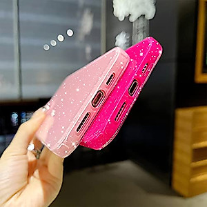 OWLSTAR Cute Glitter Phone Case for iPhone 13 Pro Max 6.7 inch, Sparkly Bling Silicone Slim Bumper Shockproof Protective Cover for Women Girls (Hot Pink)
