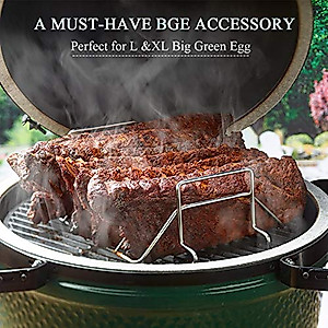 KAMaster Rib Rack and Roast Racks for Smoking and Grilling Fit Large and XLarge Big Green Egg,Stainless Steel Dual-Purpose Turkey Rack