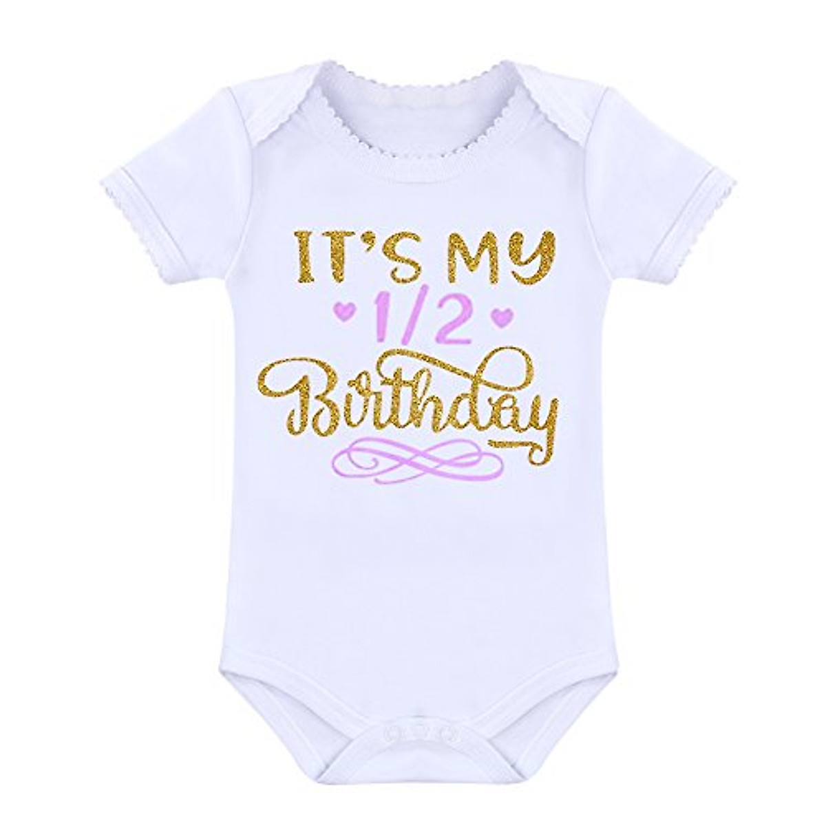 Baby Girls Half 1st 2nd Birthday Outfits Fancy Party Cake Smash Short Sleeve Gold Letter Print Shiny Sequin Bowknot Romper Bodysuit + Tulle Tutu Skirt + Headband + Stripes Leg Warmer 4PCS Clothes Set