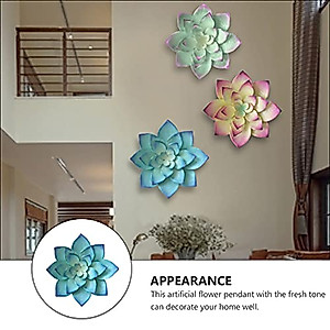 DOITOOL Metal Flower Wall Art Iron Succulent Sculpture Floral Hanging Art Decoration for Indoor Outdoor Home Garden Patio Bedroom Living Room Blue