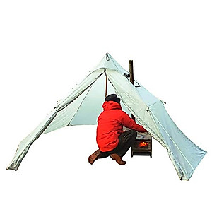 4 Person Tent Ultralight 15D Nylon Teepee Hot Tent with Fire Retardant Stove Jack for Flue Pipes with 2 Doors Snow Skirt