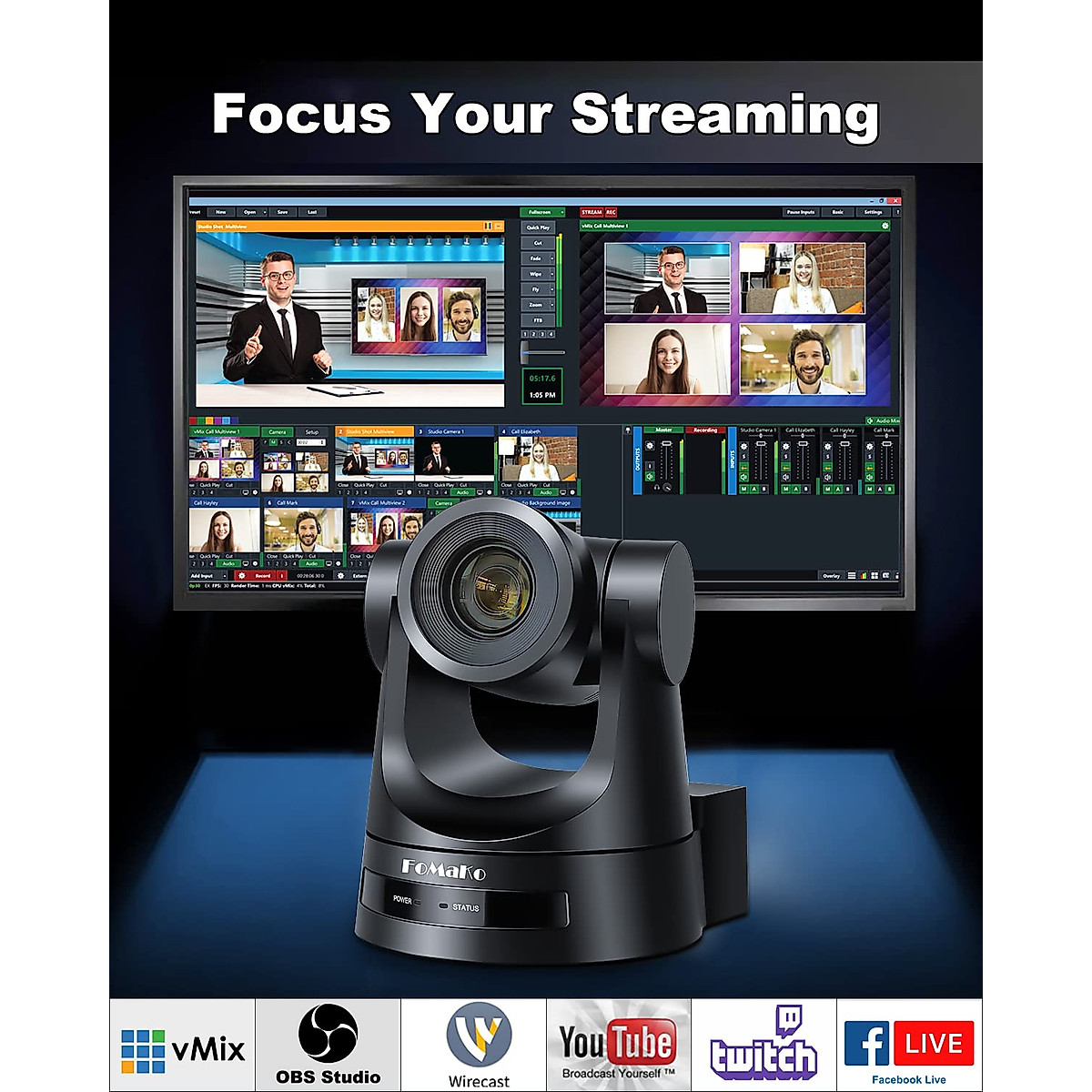 FoMaKo PTZ Camera 30X Optical Zoom HDMI PTZ Bundle with PTZ Controller PoE Keyboard,Contains 2 Items(FMK30SDI+KC608)