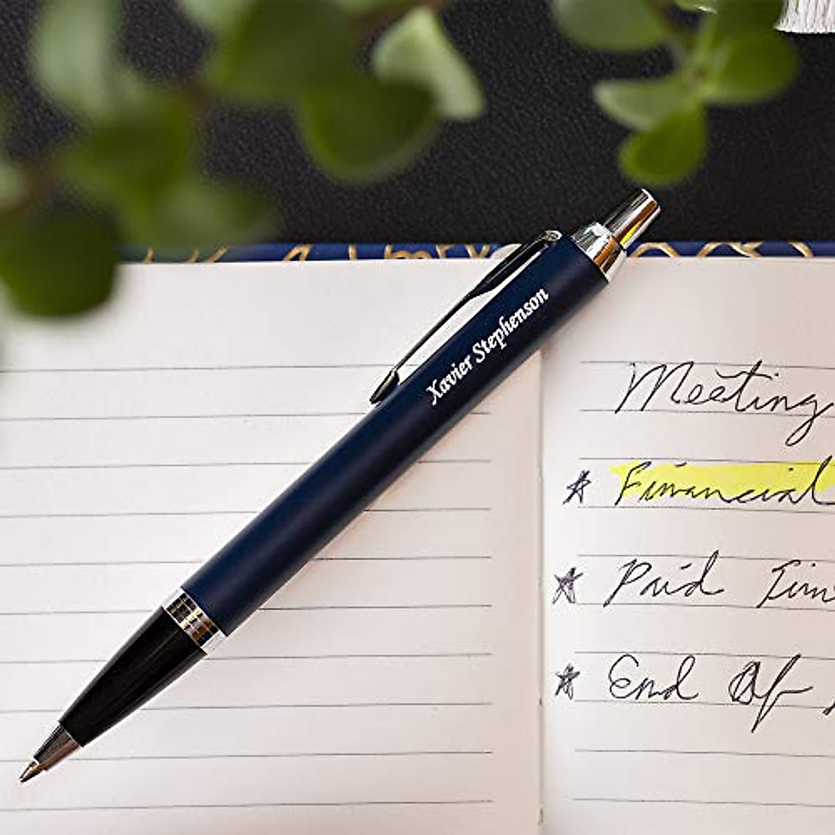 Dayspring Pens Parker Pen | Engraved/Personalized Parker IM Ballpoint Gift Pen - Matte Blue in Premium Pen Case. Fast One Day Personalized Engraving