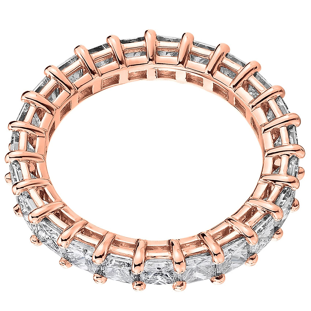 PAVOI 14K Gold Plated Rings Cubic Zirconia Love Ring | 3mm Princess Cut Stackable Rings for Women | Gold Rings for Women (Rose Gold Plated, 10)