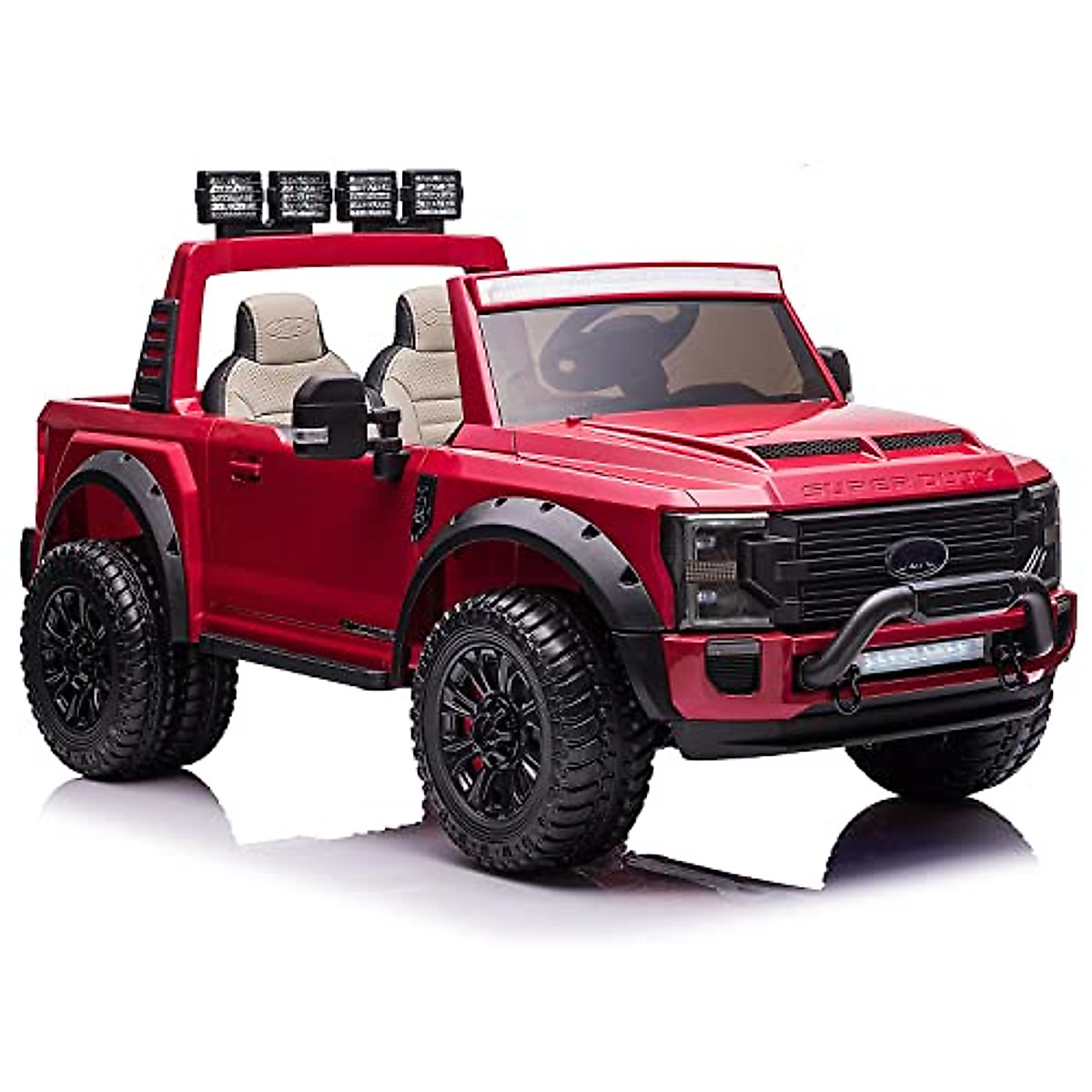 Moderno Kids Ford F450 2 (Two) Seater 24V Power Children Ride-On Car Truck with R/C Parental Remote Control + EVA Foam Rubber Wheels + Leather Seat + Bluetooth MP3 FM Radio Music Player + LED Lights