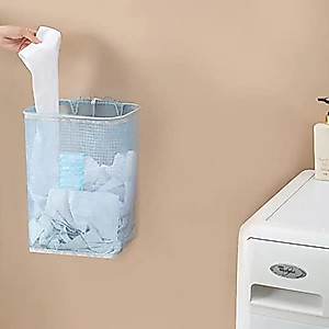 Wall-mounted laundry basket, collapsible washable laundry storage basket, bathroom and bedroom laundry organizer (blue)