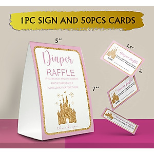 Diaper Raffle Sign,Diaper Raffle Baby Shower Game Kit (1 Standing Sign + 50 Guessing Cards),Baby Showers Decorations,Card for Baby Shower Game to Bring a Pack of Diapers-N16