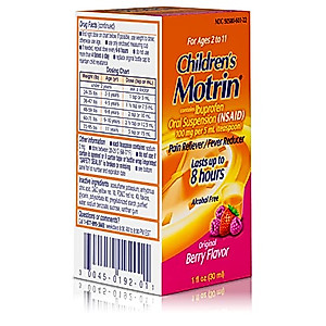 Children's Motrin Oral Suspension, Pain Relief, Ibuprofen, Berry Flavored, 1 Oz (Pack of 6)