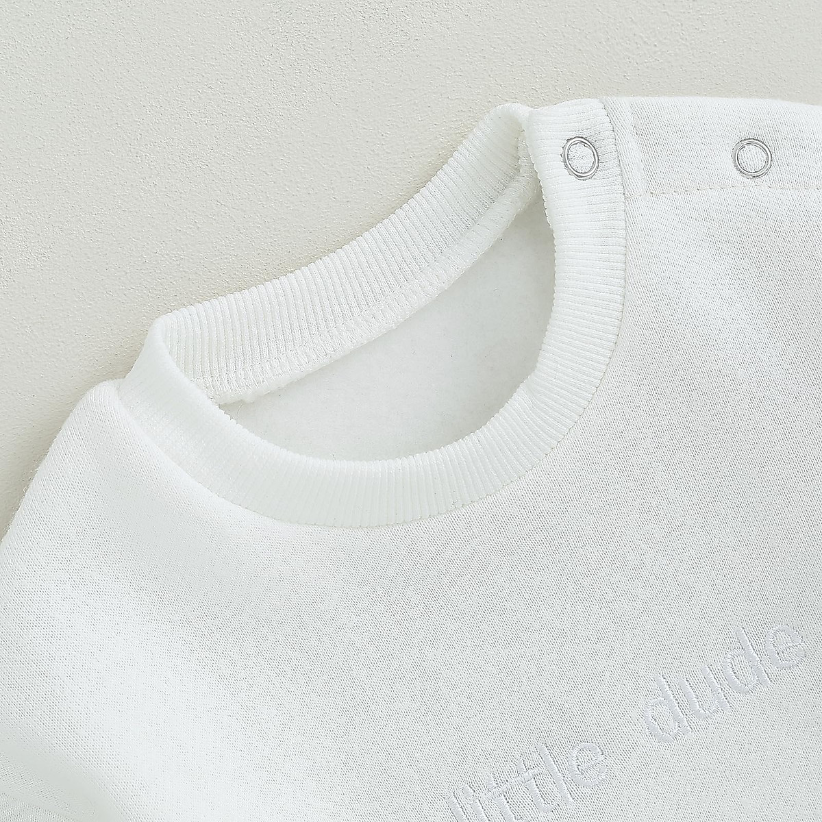 Twopumpkin Newborn Baby Boy Warm Sweatshirt Onesie Romper Long Sleeve Fleece Sweater Jumpsuit Winter Snow Outfit Clothes (Warm Fleece Little Dude White, 12-18 Months)