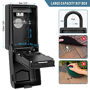 HUANLANG Key Lock Box Outdoor Light Up Lockbox 4 Digit Combination Lock Box for Door Handle Waterproof Key Safe Large Capacity Hide a Key,Security Lock Box for Realtor Home Office Garage Airbnb Gym