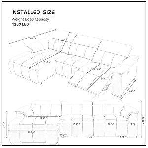 Luxury Power Reclining Motion Sectional Left Facing Sofa for Living Room, Oversized L-Shaped Convertible Leather Upholstered Couch W/Right Chaise Daybed,USB Ports,Adjustable Headrest & Footrest
