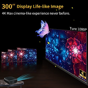 Android 4K Projector Outdoor with 5G WiFi Bluetooth, Native 1080p Home Theater Daytime Projector Auto Keystone, 2+16G Smart Streaming Proyector For Netflix,TV Stick,PS5,DVD,HDMI,USB,PPT