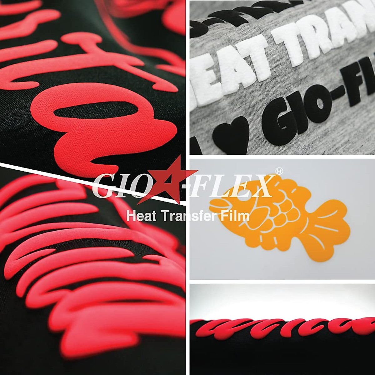 GIO-FLEX 3D Puff Vinyl Heat Transfer 10" x 12" - 14 Sheets Foaming HTV Assorted Colors Bundle/Variety Pack, Adhesive Vinyl, Iron-On Transfer, Heat Press with Cricut Silhouette Cameo