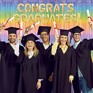 2 Pack 3.3 x 8.2 ft Tinsel Foil Fringe Curtain Backdrop, [Upgraded] Rainbow Metallic Streamers Backdrop Curtains for Birthday Decorations Girls Princess Bachelorette Unicorn Party Decorations