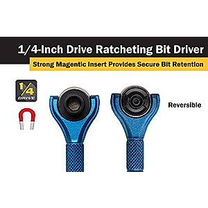 Titan 11317 1/4-Inch Drive Swivel Head Micro Bit Driver , Blue