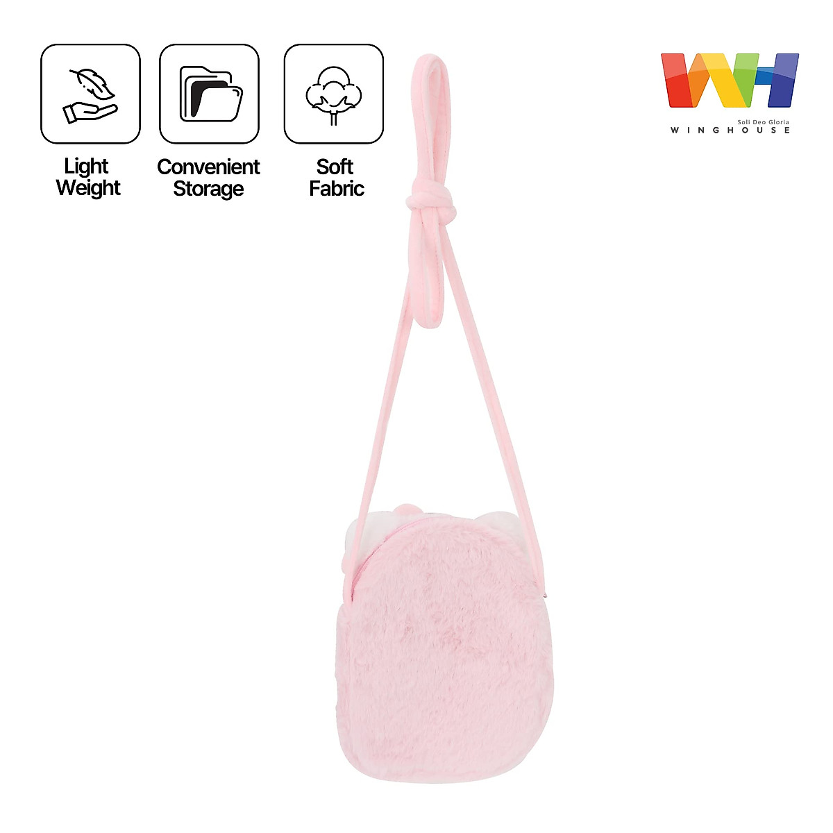WINGHOUSE X Hello Kitty 3D Plush Small Fur Crossbody Phone Purse for Kids Little Girls, Mini Messenger Shoulder Bag