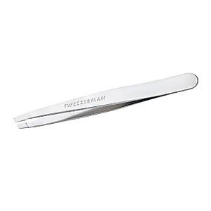 Tweezerman Stainless Steel Slant Tweezer - Eyebrow Tweezers for Women and Men (Platinum Silver)