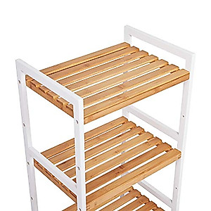 kinbor Bamboo Shelf - 5 Tier Utility Shelf, Bamboo Shelving Unit, Multipurpose Tall Bamboo Rack Display Shelf Unit for Home Office Bathroom Kitchen Living Room