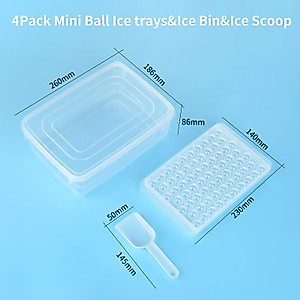 Mini Ice Cube Trays with Lid and Bin,3 Pack Ice Trays for Freezer,261 Pcs Mini Ice Maker,Ice Cube Mold,Small Round Ice Cube Tray Easy Release, Crushed Ice Trays for Chilling Drinks Coffee (Clear)