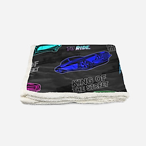 AILONEN Racing Car Throw Blanket,Fast and Furious Extreme Sport Games Cozy Soft Sherpa Fleece Blanket for Kids Boys,Cartoon Sports Car Sherpa Blanket, 59 x 47 Inches