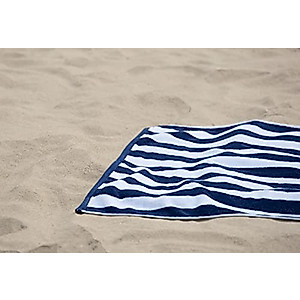 LANE LINEN 100% Cotton Beach Towel, Pack of 2 Beach Towels Set, Cabana Stripe Pool Towels, Oversized Beach Towels for Adults (30" x 60”), Highly Absorbent, Large Beach Towels, Quick Dry Towel - Blue